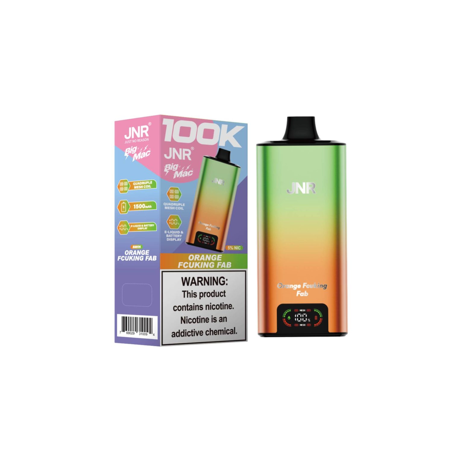 JNR – BigMac 100K – Einweg Vape / Disposable – 2 % Nikotin – Quad Mesh ...